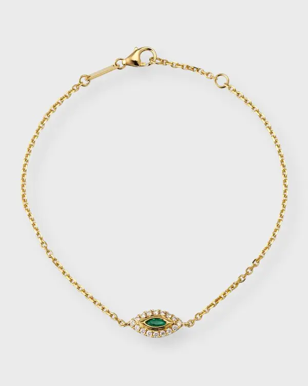 ANITA KO 18k Emerald And Diamond Evil Eye Bracelet - Yellow Gold