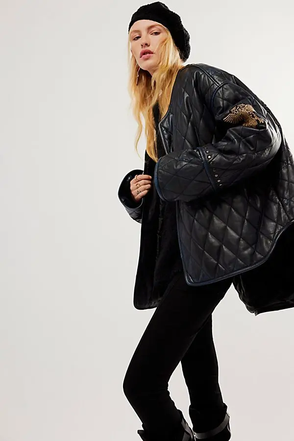ONETEASPOON Eagle Eye Quilted Leather Jacket