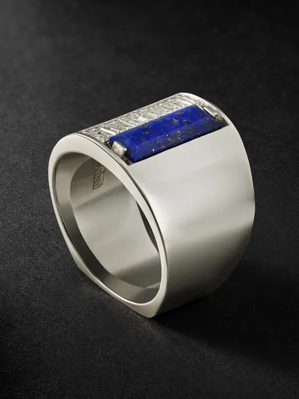 SUZANNE KALAN 18-karat White Gold, Lapis Lazuli And Diamond Ring - Blue