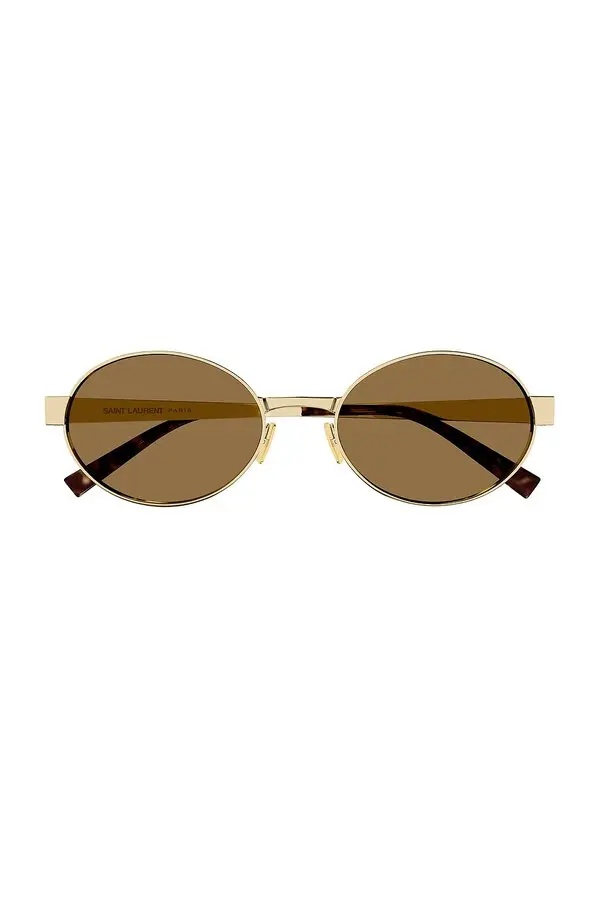 Saint Laurent Round Frame Sunglasses - Gold & Brown