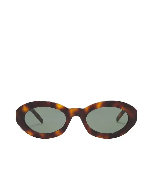 Saint Laurent Oval Sunglasses - Havana & Green