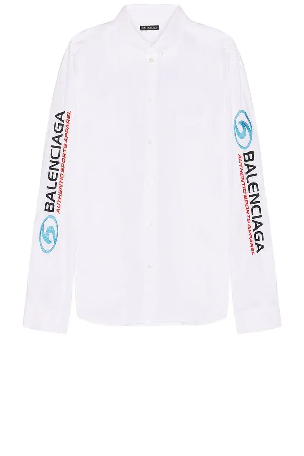 Balenciaga Long Sleeve Large Fit Shirt In White - 55% Off
