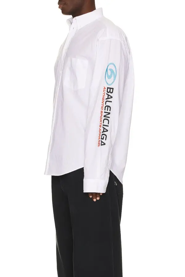 Balenciaga Long Sleeve Large Fit Shirt In White - 55% Off