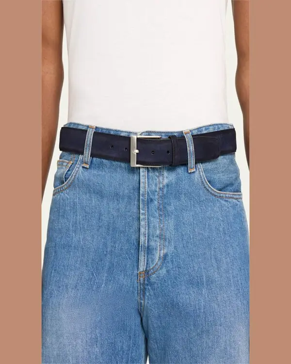 Magnanni Telante Suede Leather Belt - Navy