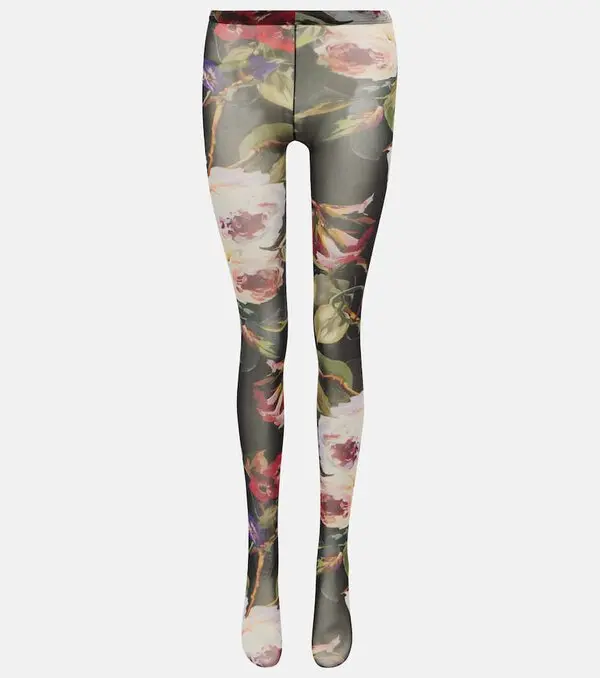Dolce & Gabbana Floral Tulle Tights - Multicoloured
