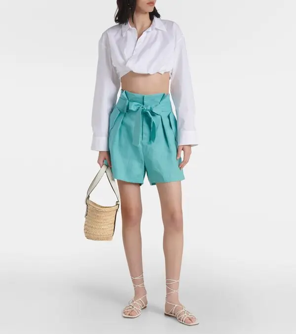 ADRIANA DEGREAS Orquidea High-rise Linen Shorts