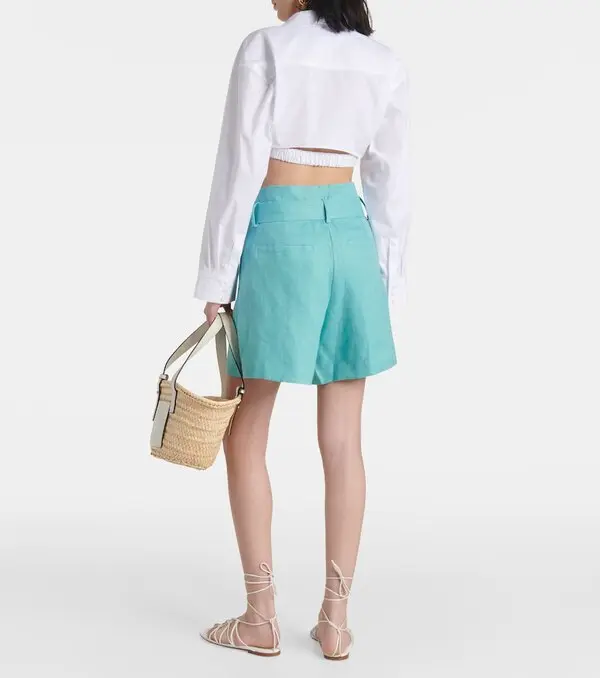 ADRIANA DEGREAS Orquidea High-rise Linen Shorts