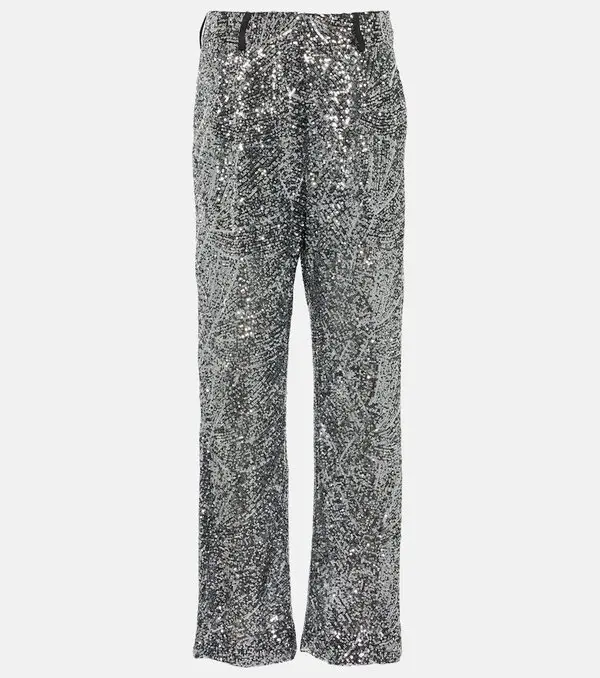 BLAZÉ MILANO Fox Sequined Straight Pants - Silver