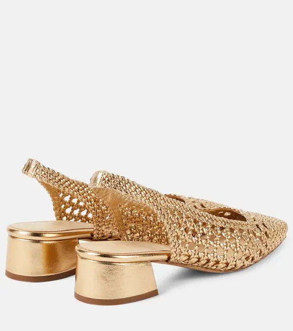 SOULIERS MARTINEZ Nova Terragona Leather Slingback Pumps - Gold
