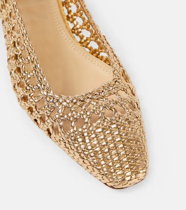 SOULIERS MARTINEZ Nova Terragona Leather Slingback Pumps - Gold