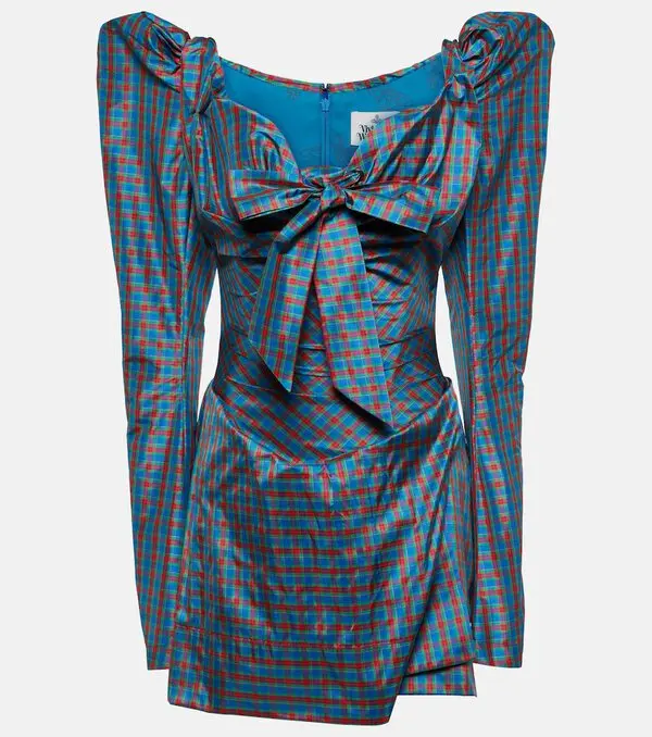VIVIENNE WESTWOOD Bow-detail Checked Mini Dress - Multicoloured
