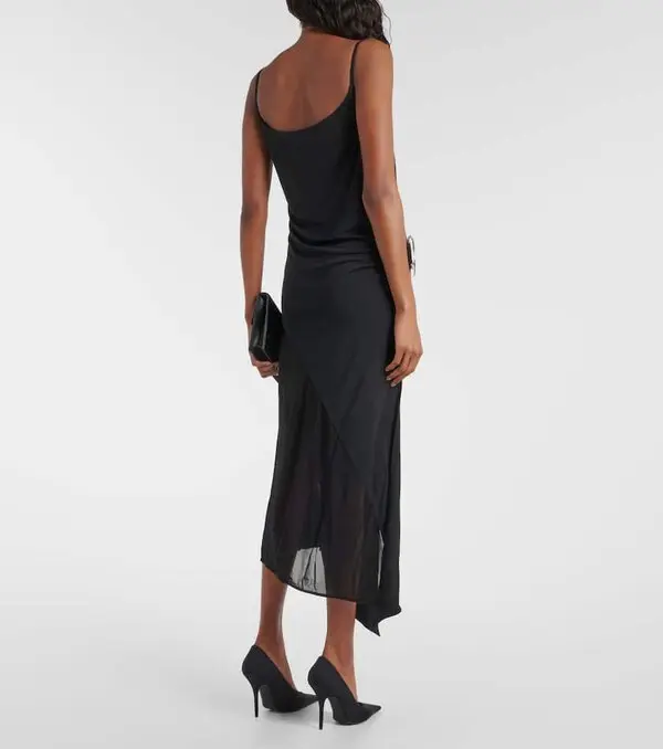 MUGLER Asymmetric Cutout Midi Dress