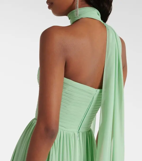 Elie Saab Scarf-detail Pleated Silk Gown