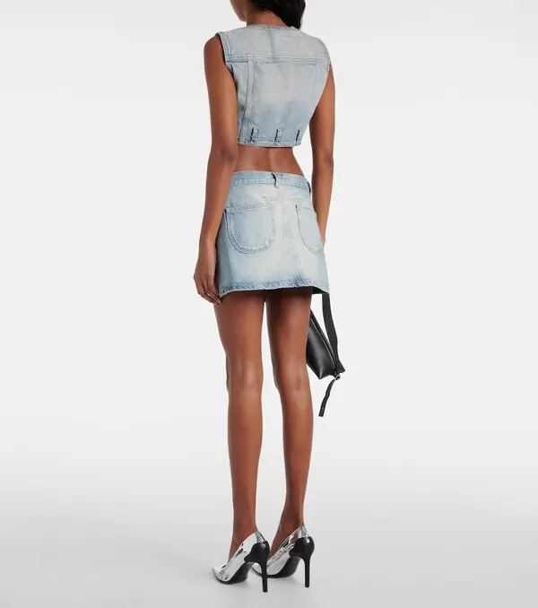 COURREGES Courrèges Cropped Denim Vest - Blue