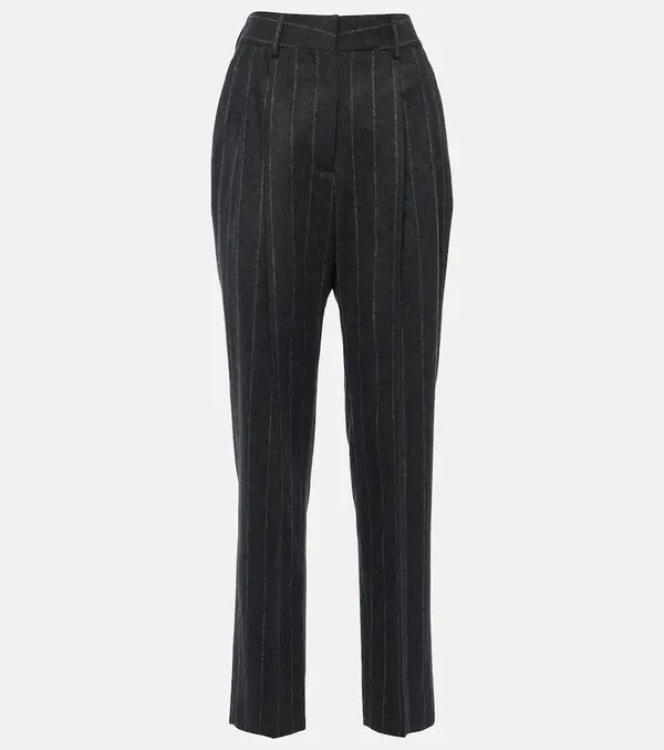 BLAZÉ MILANO Banker Pinstripe Wool Pants - Grey