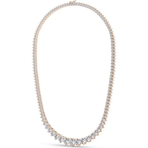 HAUTECARAT 18k Gold Graduated Lab Grown Diamond Tennis Necklace - 18k Rose Gold