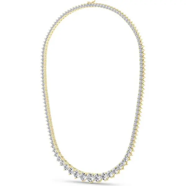 HAUTECARAT 18k Gold Graduated Lab Grown Diamond Tennis Necklace - 18k Yellow Gold