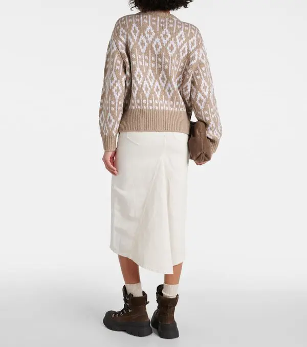 Brunello Cucinelli Jacquard Cashmere Sweater - Brown