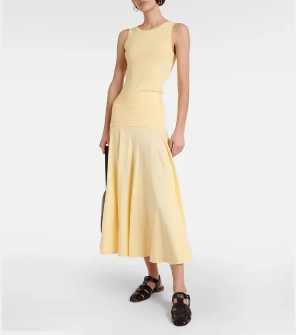 Plan C Pleated Knit Midi Skirt