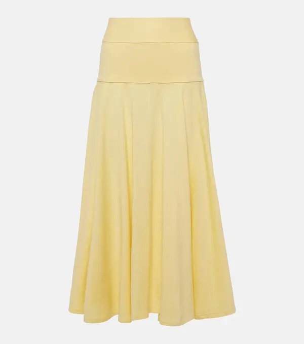 Plan C Pleated Knit Midi Skirt - Yellow