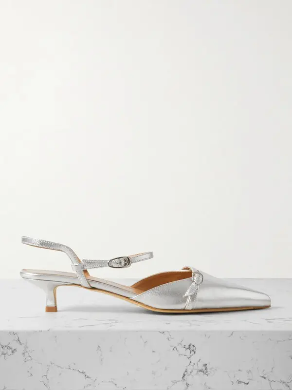 AeydĒ Melia Metallic Slingback Pumps - Silver