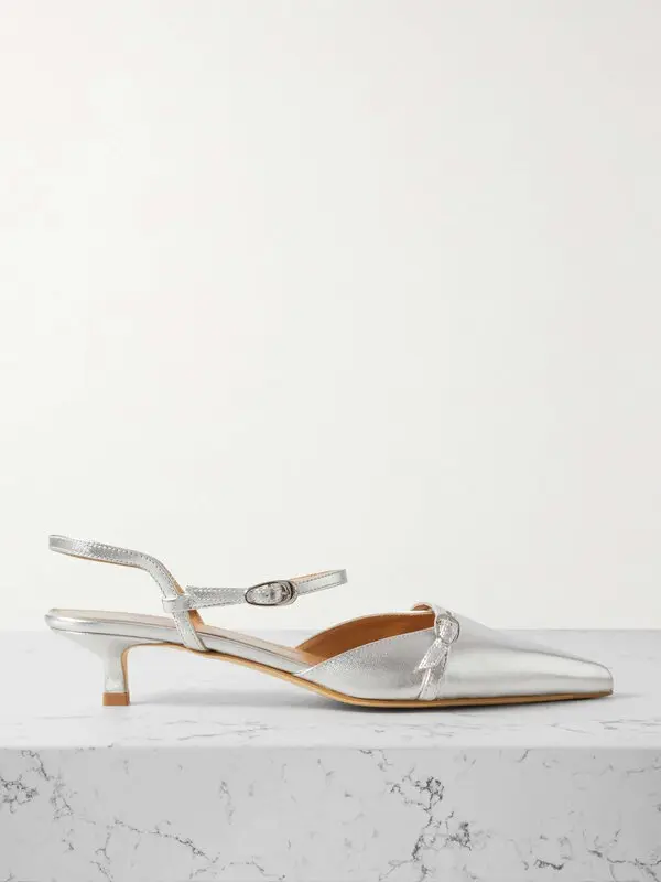AeydĒ Melia Metallic Slingback Pumps - Silver