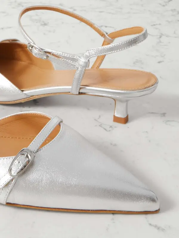 AeydĒ Melia Metallic Slingback Pumps - Silver