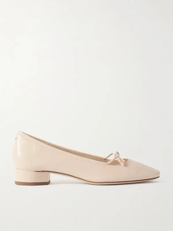 AeydĒ Darya Glossed-leather Ballet Flats With Bow Detailing
