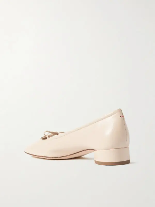 AeydĒ Darya Glossed-leather Ballet Flats With Bow Detailing