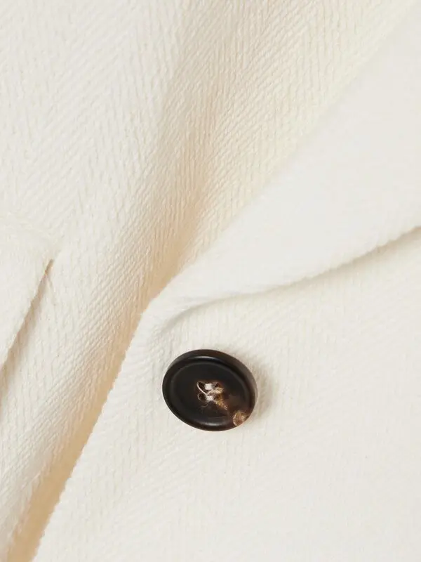 Brunello Cucinelli Single-breasted Herringbone Cotton And Linen-blend Blazer - White