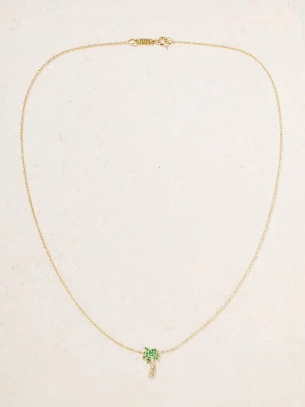 JENNIFER MEYER Palm Tree 18-karat Diamond, And Emerald Necklace