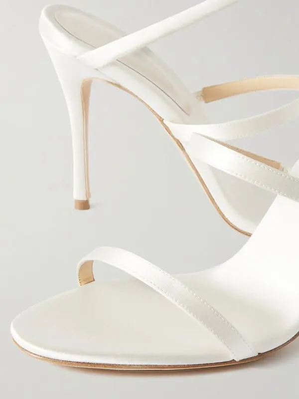 Magda Butrym Spiral Appliquéd Satin Sandals - Cream