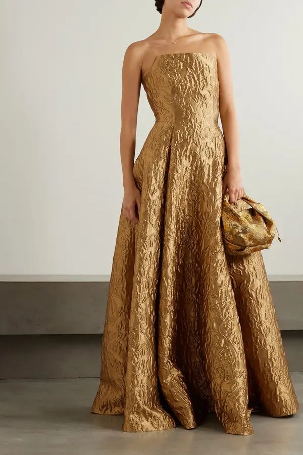 Emilia Wickstead Alivia Strapless Brocade Gown In Gold - 30% Off |  Editorialist