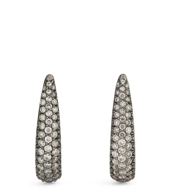 Eva Fehren Blackened Gold And Diamond Stud Earrings - White