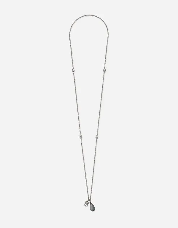 Dolce & Gabbana Teardrop Necklace With Dg Logo - Grey
