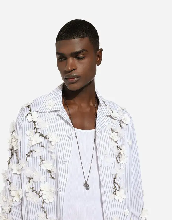 Dolce & Gabbana Teardrop Necklace With Dg Logo - Grey