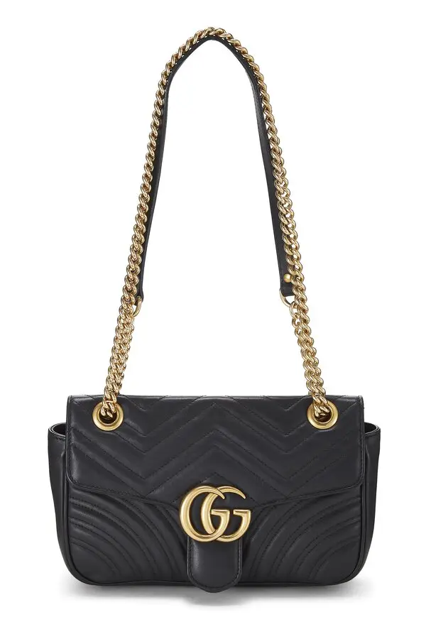 Gucci Leather Gg Marmont Shoulder Bag - Black