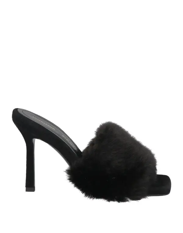 Liviana Conti Shearling Slide Sandals With Stiletto Heel