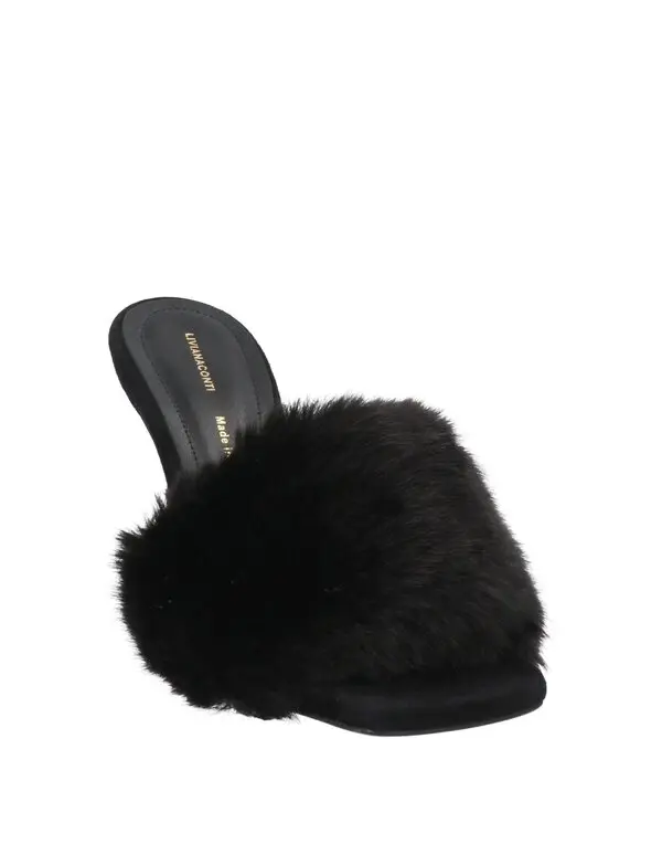 Liviana Conti Shearling Slide Sandals With Stiletto Heel