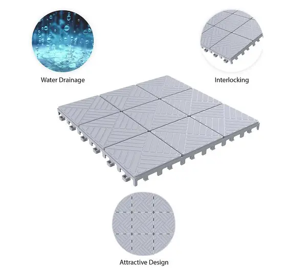 PURE GARDEN Deck Tiles 12-pk Interlocking Patio Tiles