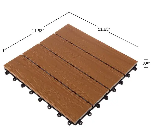PURE GARDEN 30-pack Wood Plastic Composite Inte Rlocking Tiles