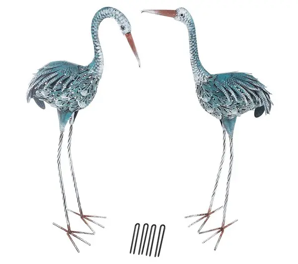 PURE GARDEN Set Of 2 Crane Garden Statues Lawn Rnaments - One-color