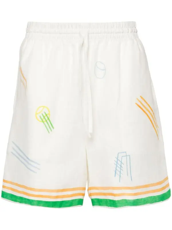 Casablanca Le Jeu Linen Shorts - Neutrals
