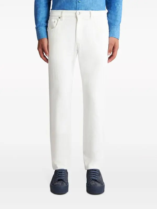 Etro Patterned Jacquard Straight-leg Jeans - White