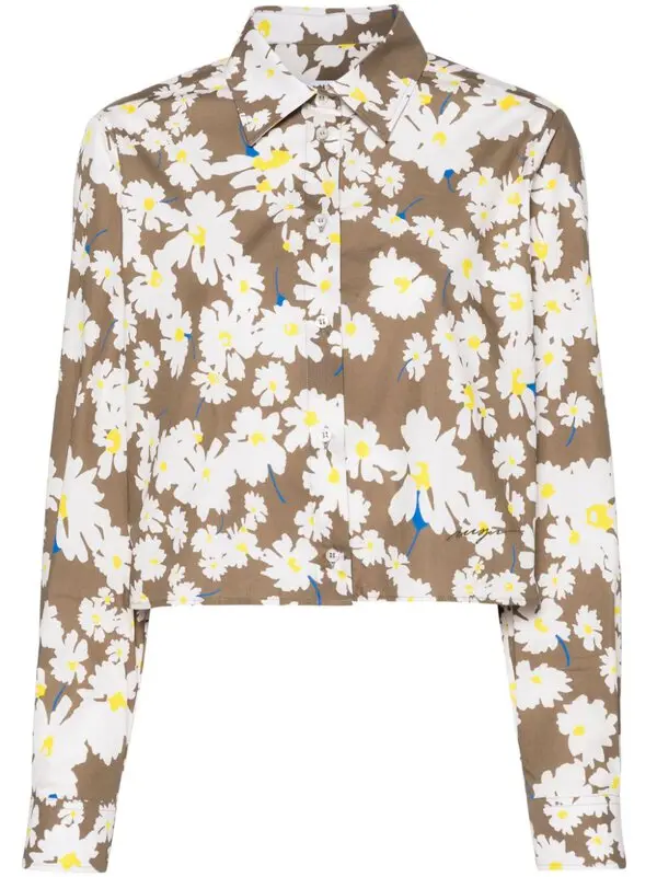 MSGM Floral-print Cotton Shirt - Green