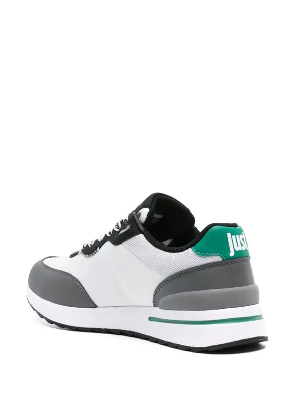 Just Cavalli Tiger Head-print Leather Sneakers - White