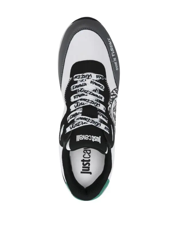 Just Cavalli Tiger Head-print Leather Sneakers - White