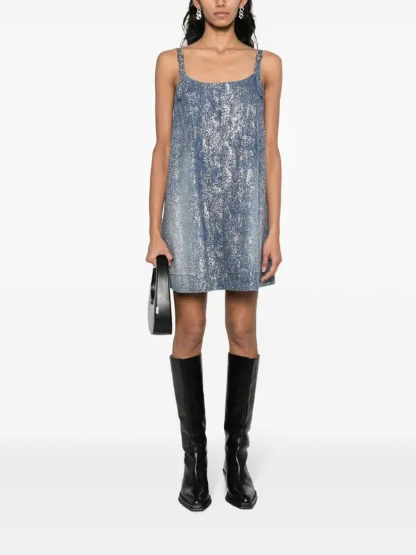 Versace Lamé Denim Shift Dress