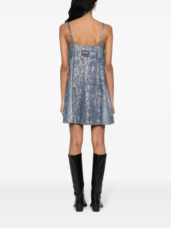 Versace Lamé Denim Shift Dress