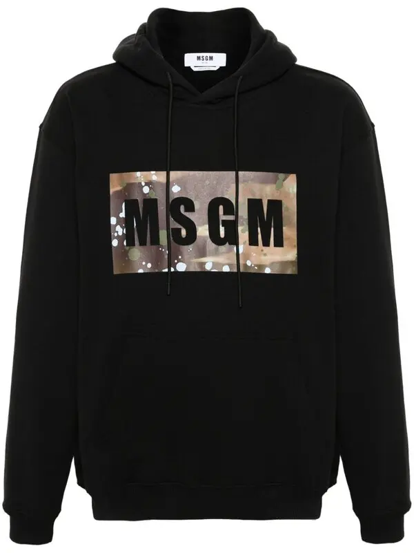MSGM Cotton Jersey Hoodie - Black